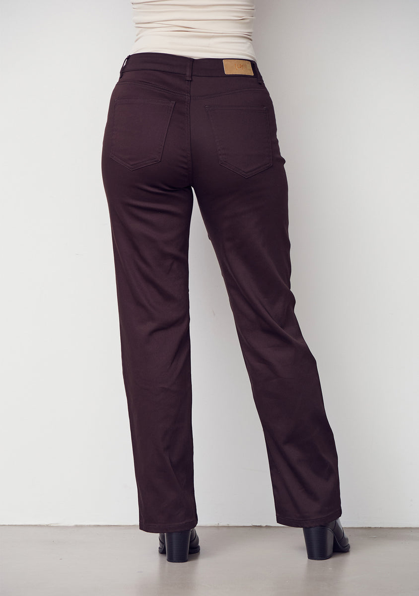 Isay Long Straight Pant - Dark brown – Isayshop.no